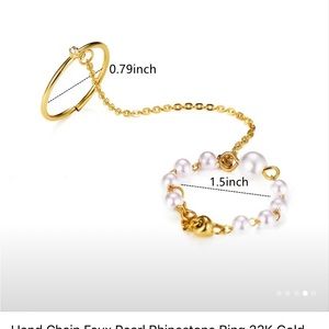Jewelry | Hand Chain Faux Pearl Rhinestone Ring 22k Gold Plated Jewelry ...